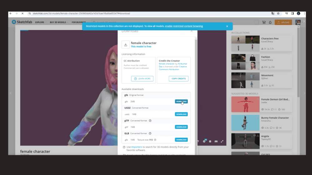 Free 3D Characters for Plask